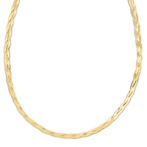 Solid 14K Yellow Gold 16 18 20 Braided Herringbone Necklace With ...