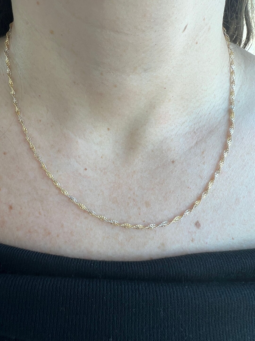 Two Tone Necklace, Mixed Gold Chain, Twisted Rope Chain, Singapore ...