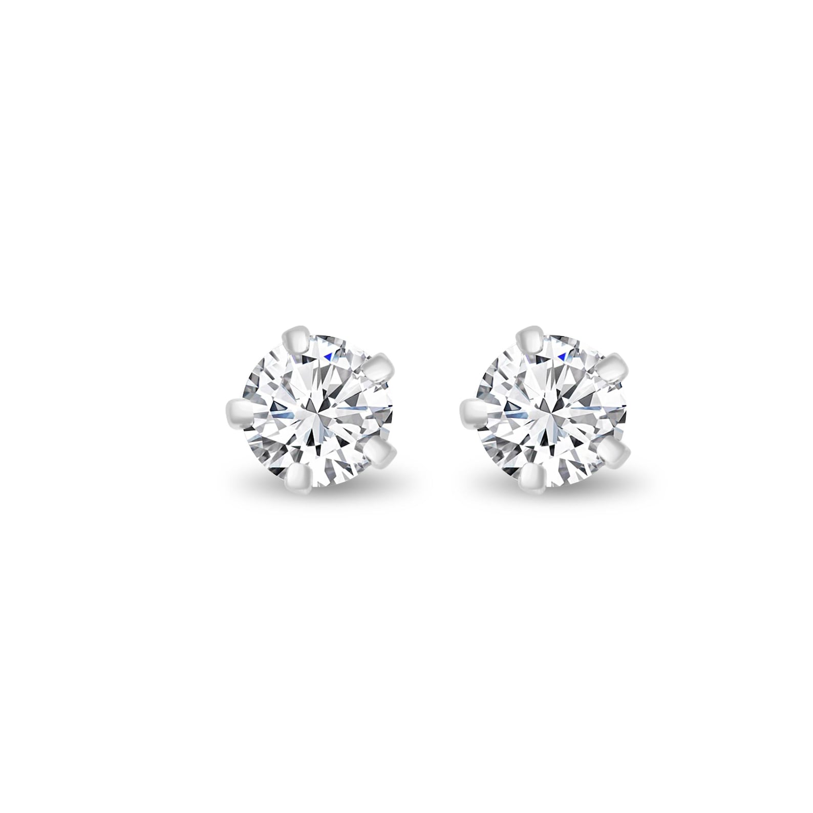 14K White Gold Lab Grown Diamond Stud Earrings 5 Prongs Setting GH VS 0 ...