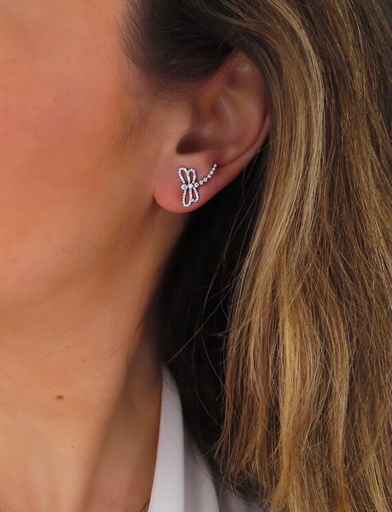 White gold dragonfly earrings store