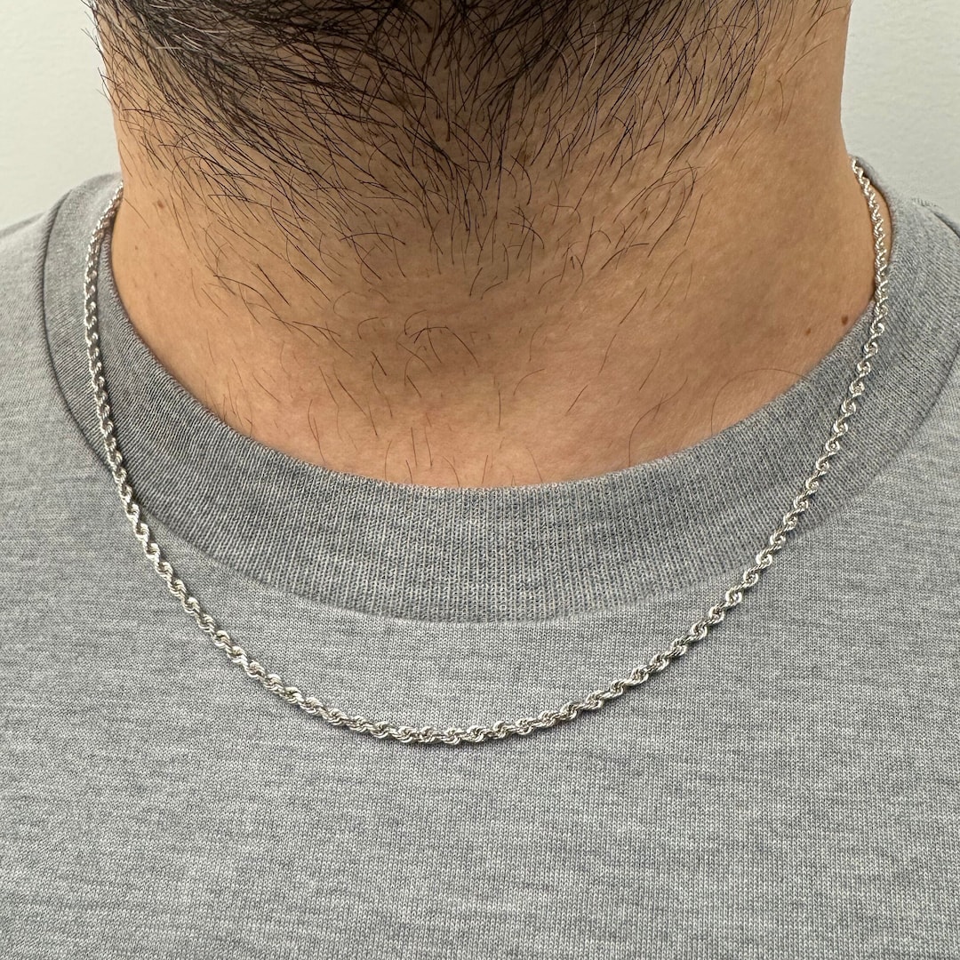 Solid 14K White Gold 2.5mm Diamond Cut Rope Chain, 18" 20" 22" 24" 30 ...