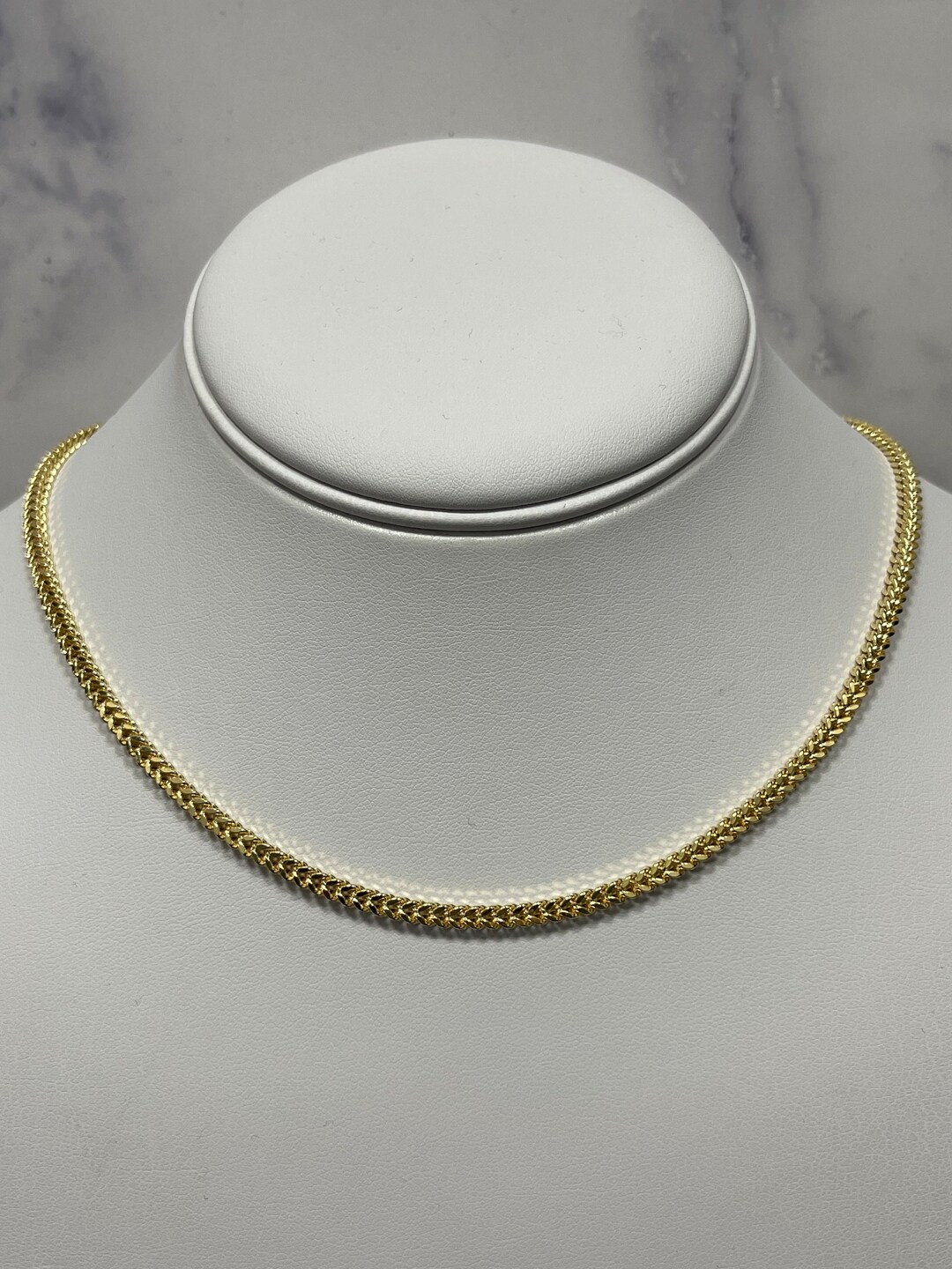 14K Yellow Gold Square Franco Chain With Lobster Claw Lock, 3mm Wide ...