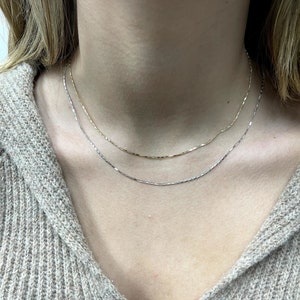 Solid 14K Yellow Gold 16" Dainty Lumina Chain, 1mm Wide, Real Gold ...