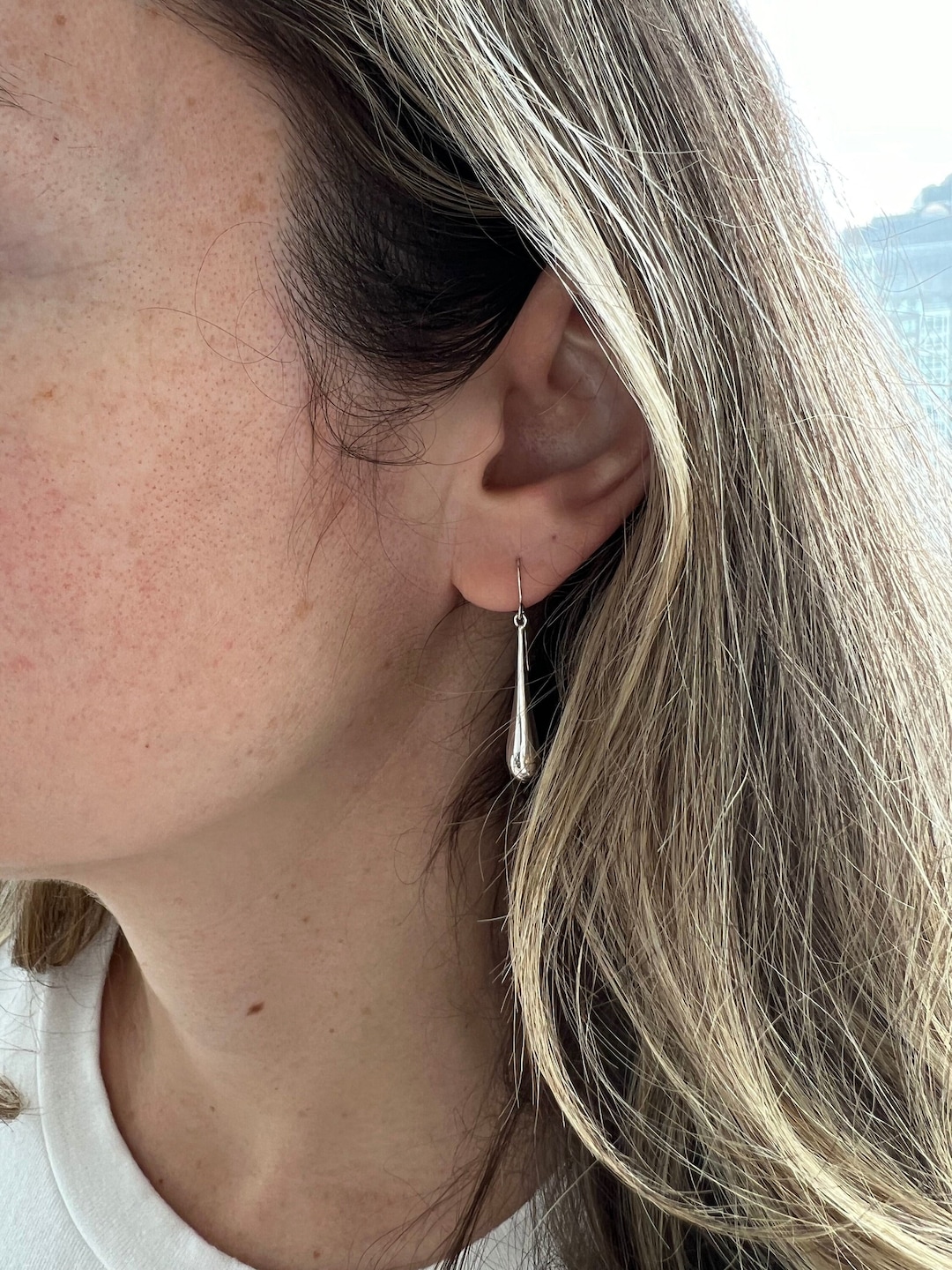 14K Gold Shiney Puffed Tear Drop Earring, Dangle Earrings, Teardrop ...