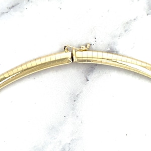 14K Solid 3mm 4mm 6mm Yellow Gold Classic Omega Necklace, 16" 18" 20 ...