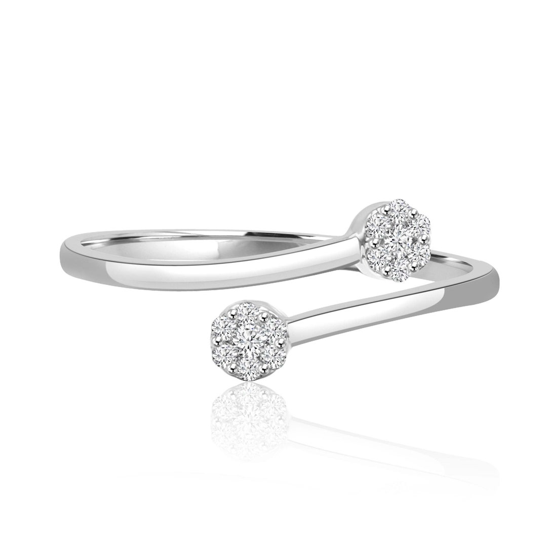 14K Gold Flower Open Ring With Diamonds Double Ball Ring - Etsy