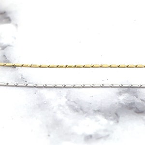 Solid 14K Yellow Gold 16" Dainty Lumina Chain, 1mm Wide, Real Gold ...