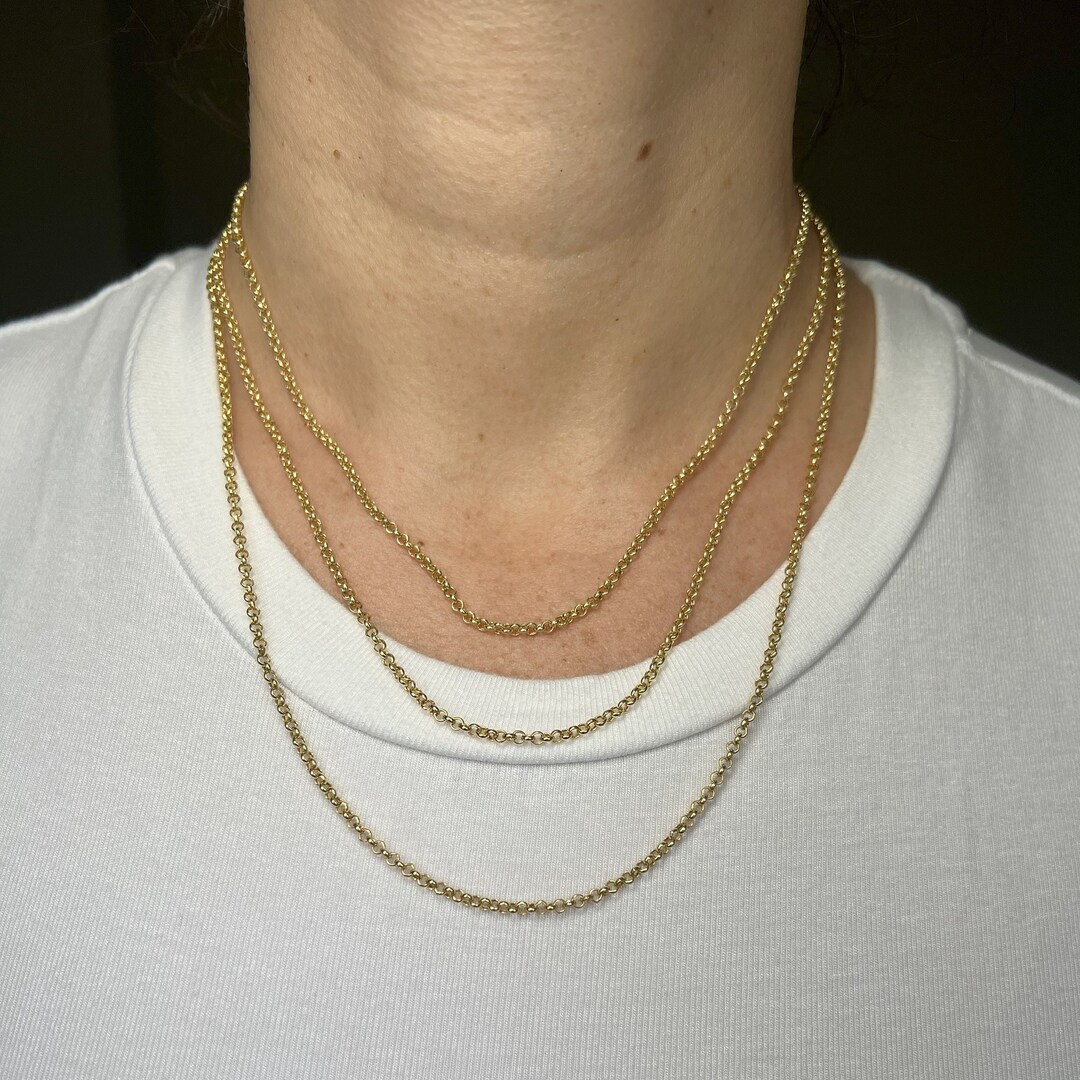 10K Lite Rolo Chain, 1.9mm 2.4mm Wide, 16" 18" 20", Yellow Gold, Real ...