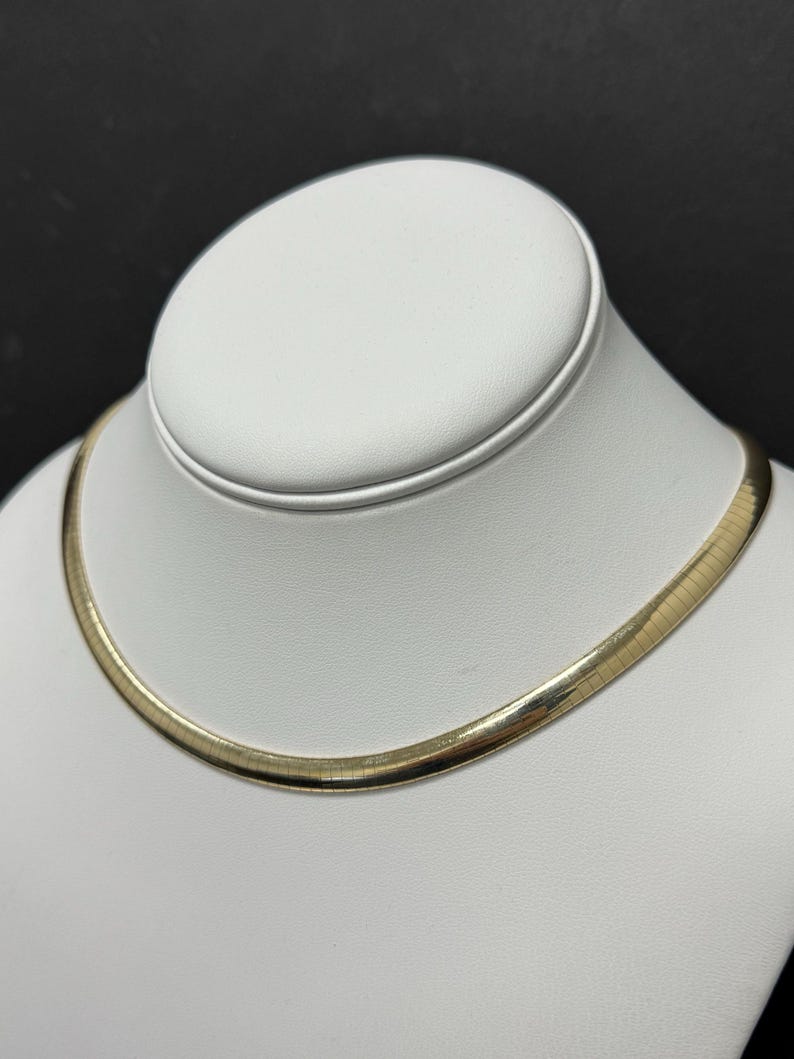Solid 14K Yellow Gold 6mm Classic Omega Necklace, 16"18" 20", Real Gold ...
