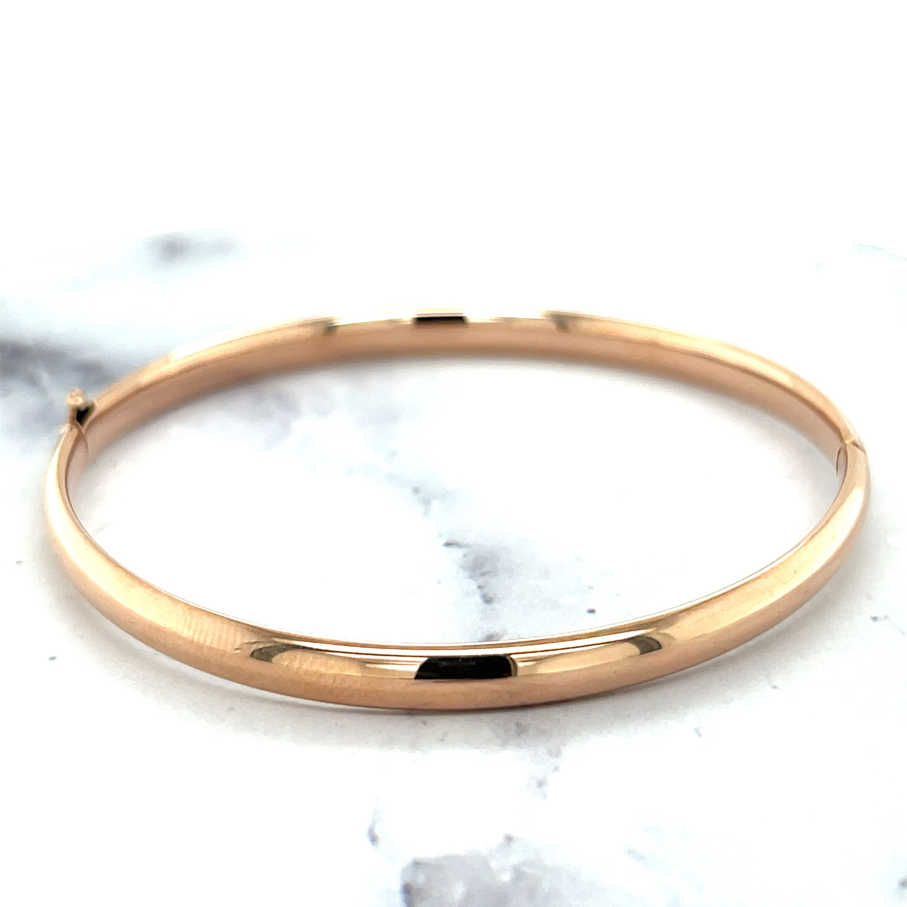 14K Rose Gold Bangle, Stackable Bangle Bracelet, 5mm Wide Bracelet ...