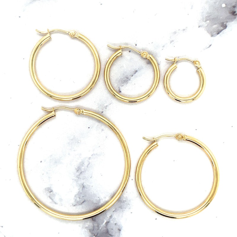 Real Gold Hoop Earrings - Etsy