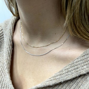 Solid 14K Yellow Gold 16" Dainty Lumina Chain, 1mm Wide, Real Gold ...