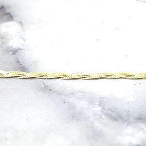 14K Solid Gold Braided Herringbone Necklace, Serpentine Chain - Etsy