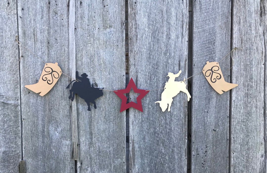 Rodeo Party Garland, Die Cut Cardstock Banner, Bull Rider, Western ...