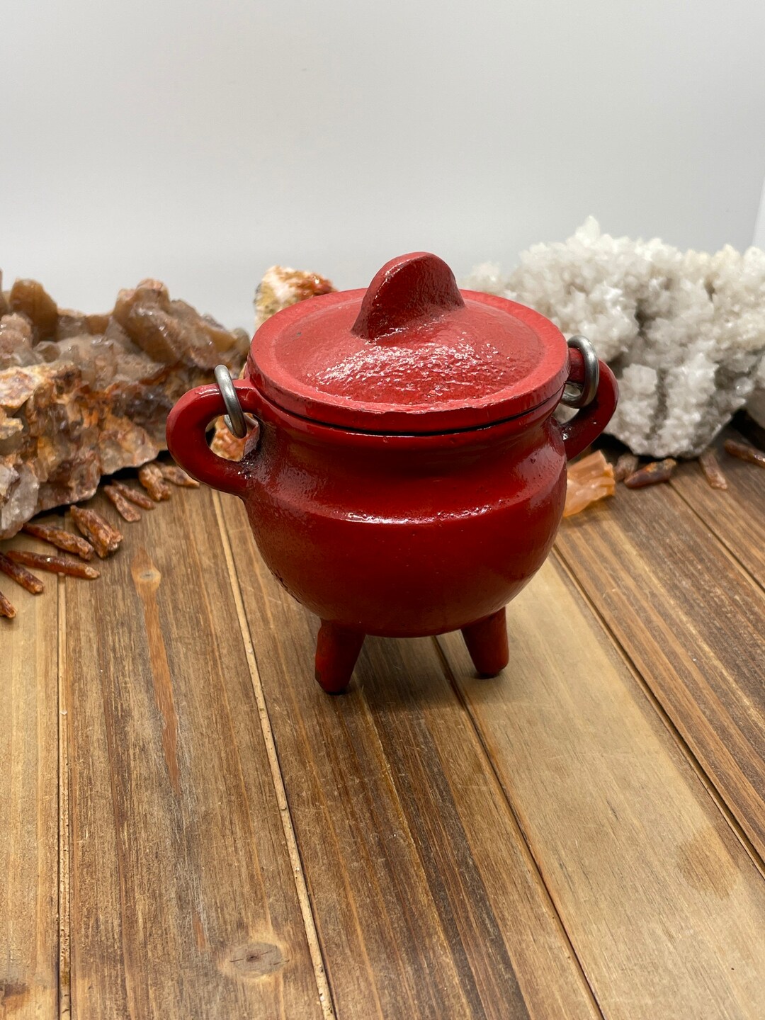 Red Cauldron Cast Iron Small Incense Holder Witchcraft Altar Energy ...