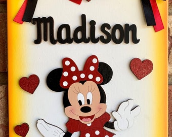 Wooden Minnie Mouse Sign - Etsy