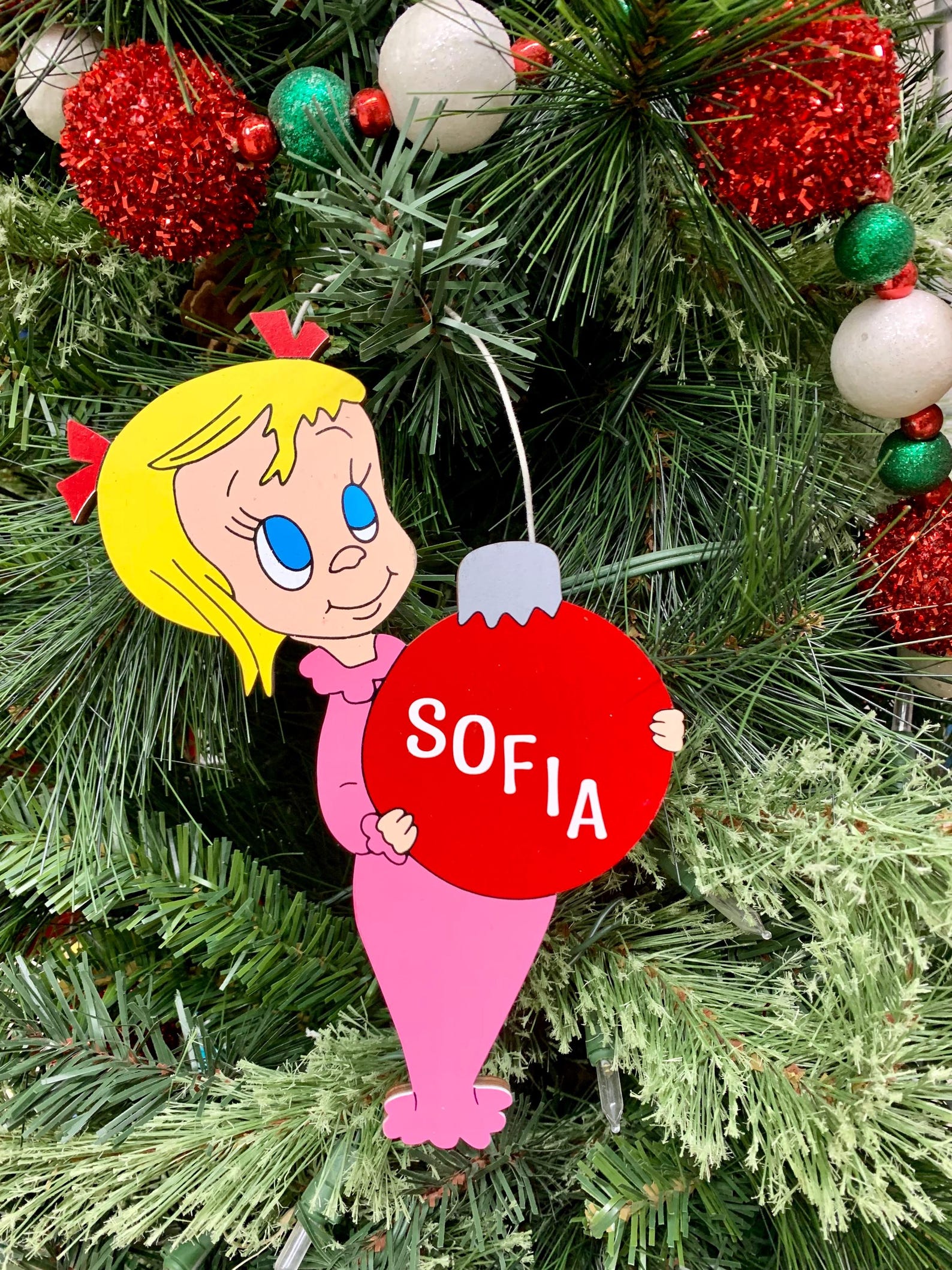 Cindy Lou Wooden Painted Personalized Ornament - Etsy