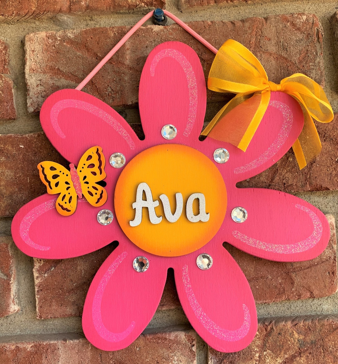 Girls Room Sign Flower Personalized Sign - Etsy