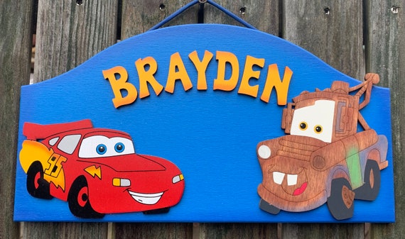 Lightning Mcqueen and Mator Cars Kids Room Personalized Sign - Etsy