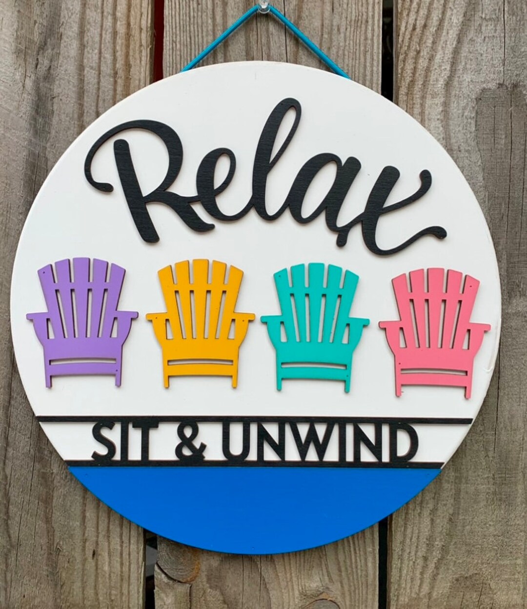 Wood Circle Sign Welcome Round Hanging Sign Relax - Etsy