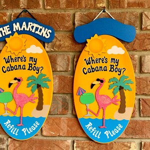 Swimming Pool Cabana Boy Handmade Wooden Painted Personalized Sign - Etsy