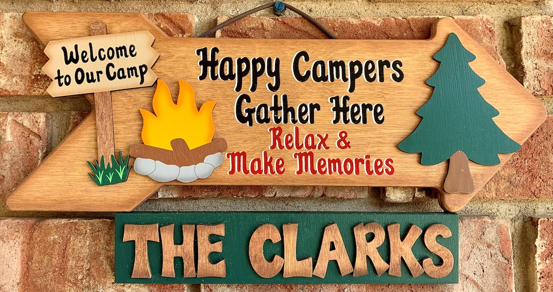 Happy Campers Personalized Wood Sign - Etsy