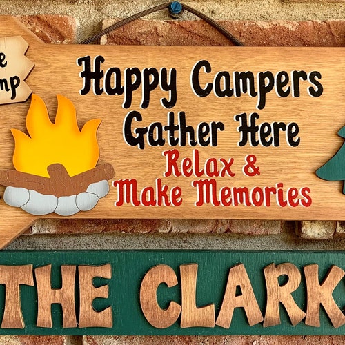Happy Campers Personalized Wood Sign - Etsy
