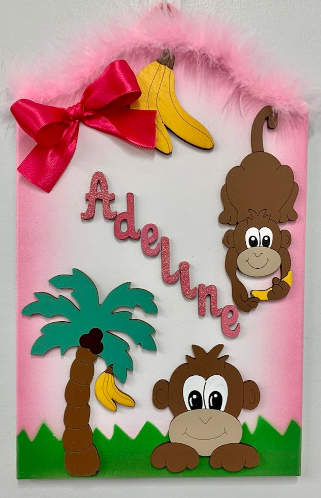 Monkey Girls Room Sign Personalized Girls Room Monkey Sign - Etsy