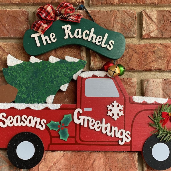 Wooden Red Truck Christmas Sign - Etsy