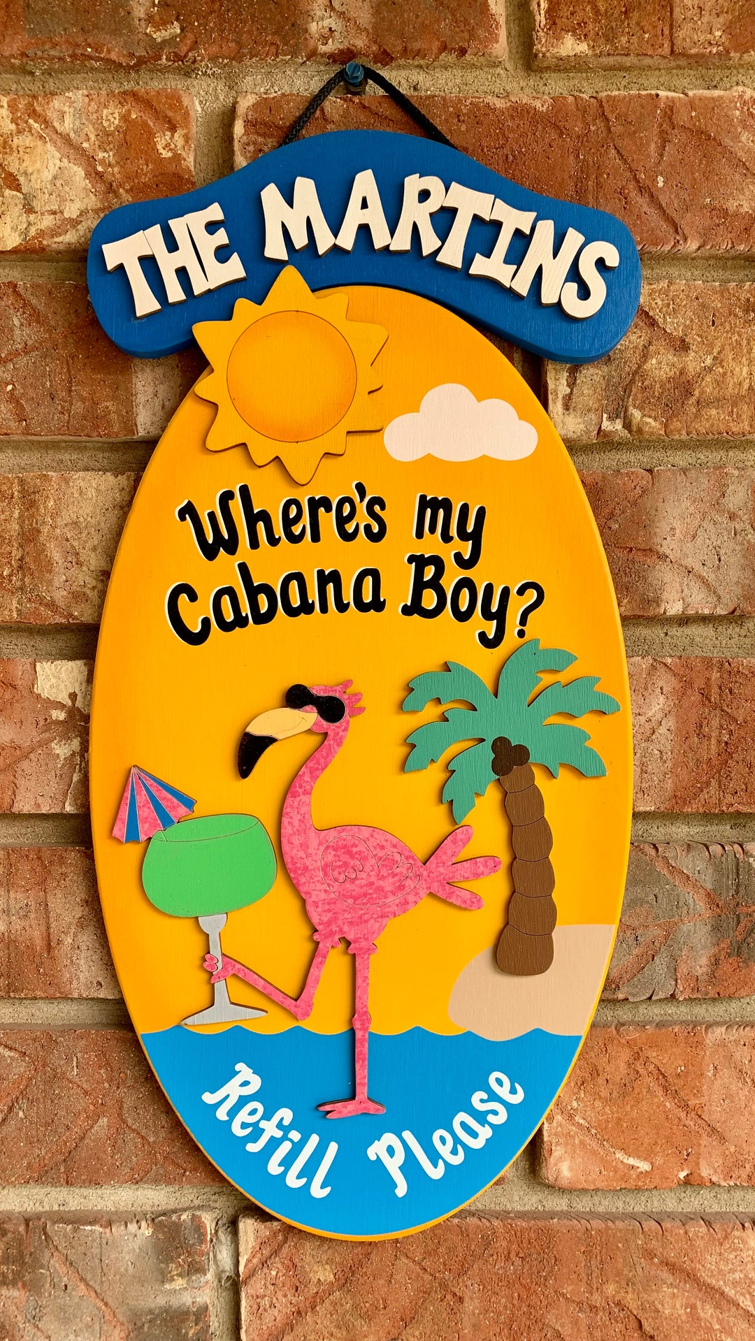 Swimming Pool Cabana Boy Handmade Wooden Painted Personalized Sign - Etsy