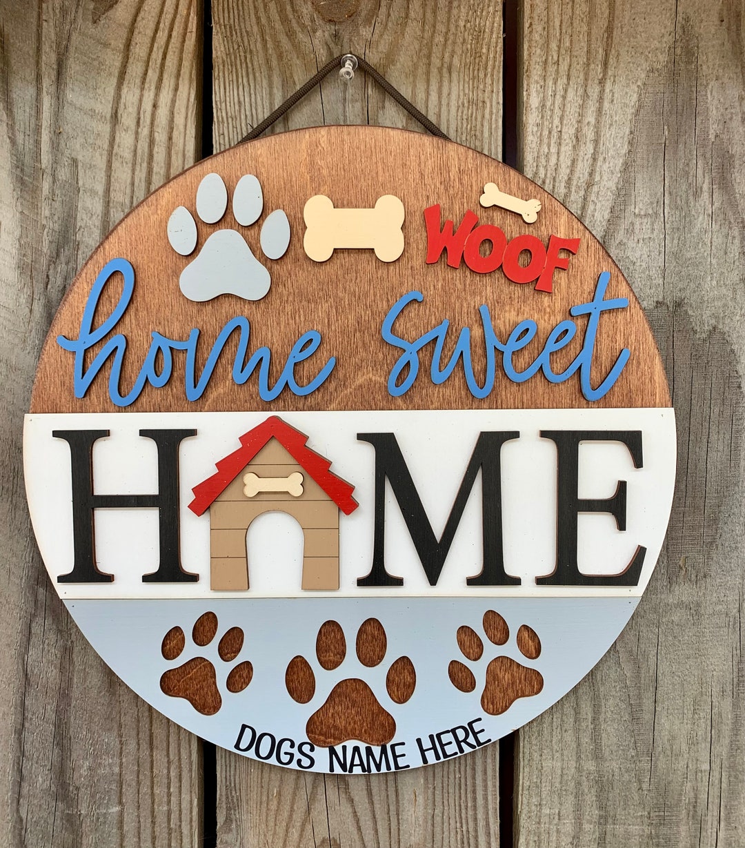 Home Sweet Home Round Wooden Painted Pet Sign - Etsy