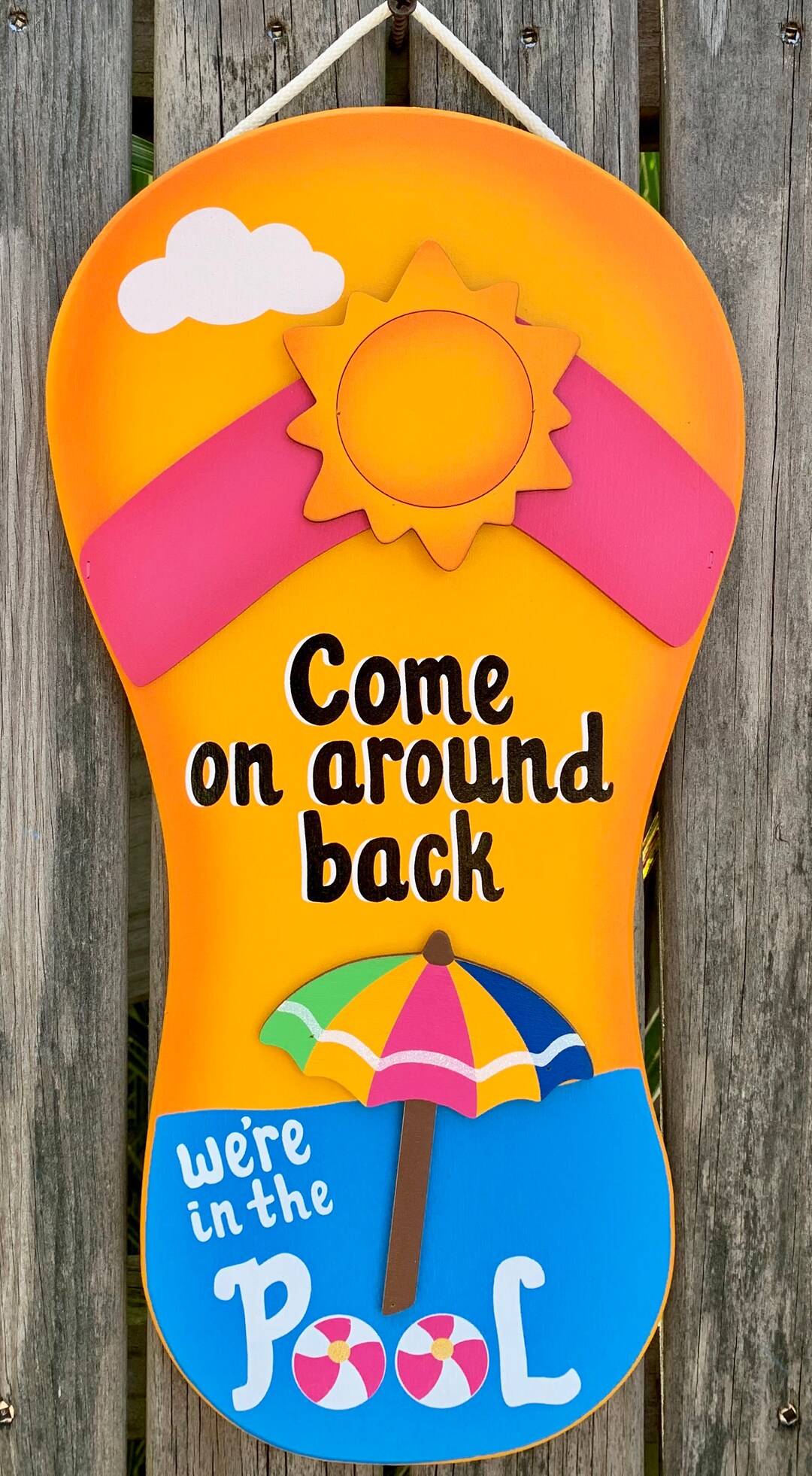 Pool Sign Come Around Back We're in the Pool Outdoor Wooden Pool Sign ...