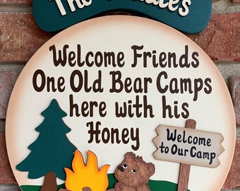Americana PERSONALIZED CAMPER Name Camp SIGN Camping Plaque Campsite ...