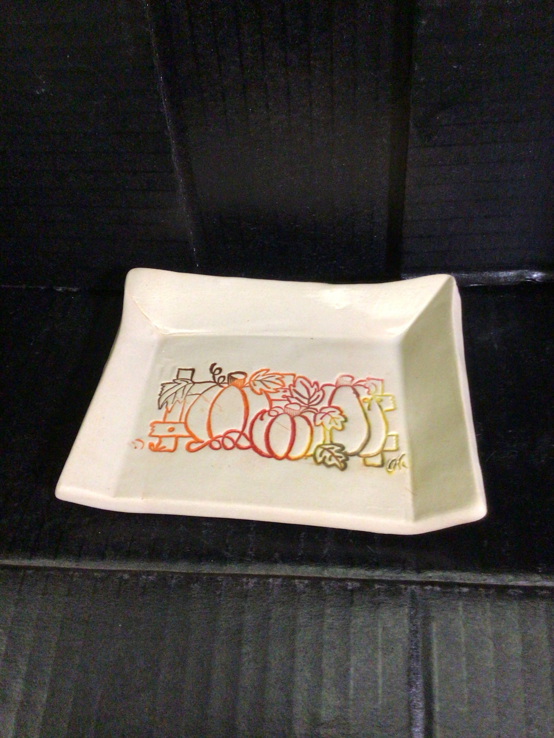 Rustic Pumpkin Fall Spoon Rest, Tea Light Tray or Trinket Tray - Etsy