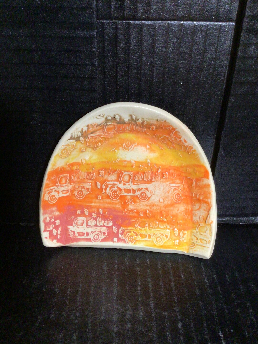 Fall Spoon Rest Design Truck and Pumpkins Etched - Etsy