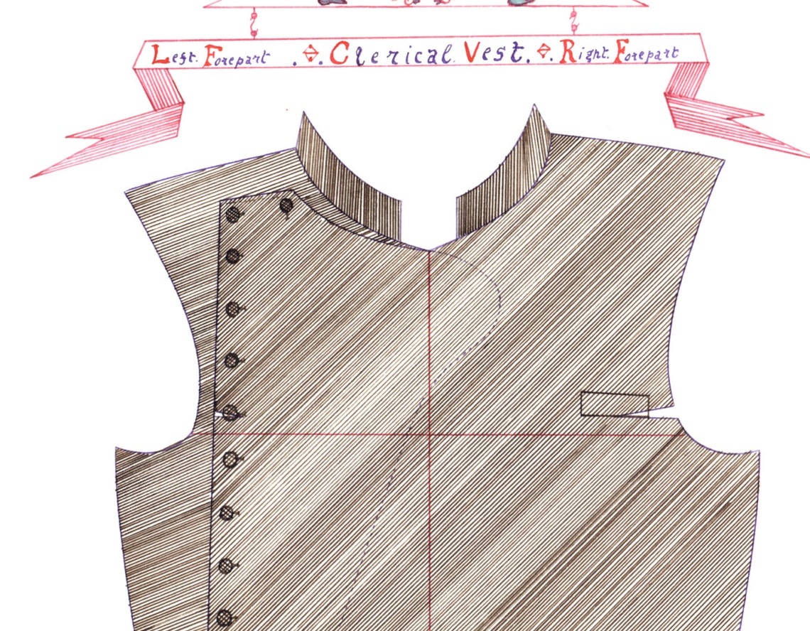 1908 Gents Disproportionate Vest, and Block Pattern, Plus Clerical Vest ...