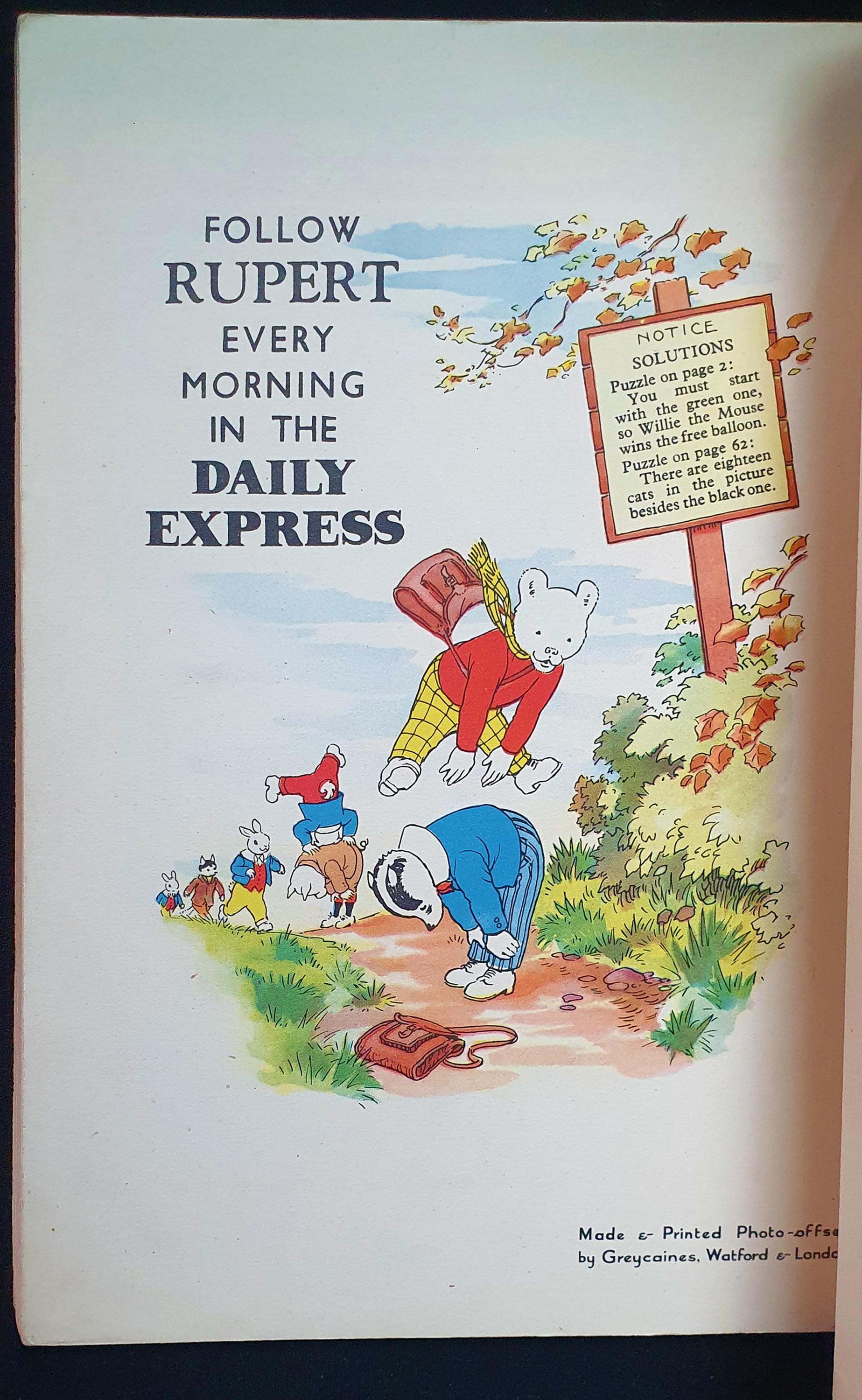 1948, the Rupert Book (rupert Annual, Original) Lovely Bright Condition ...