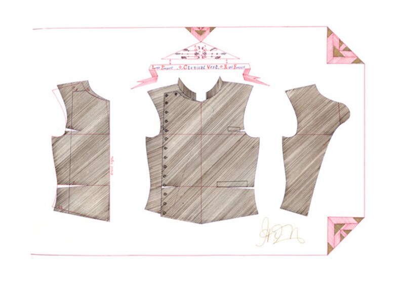 1908 Gents Disproportionate Vest, and Block Pattern, Plus Clerical Vest ...