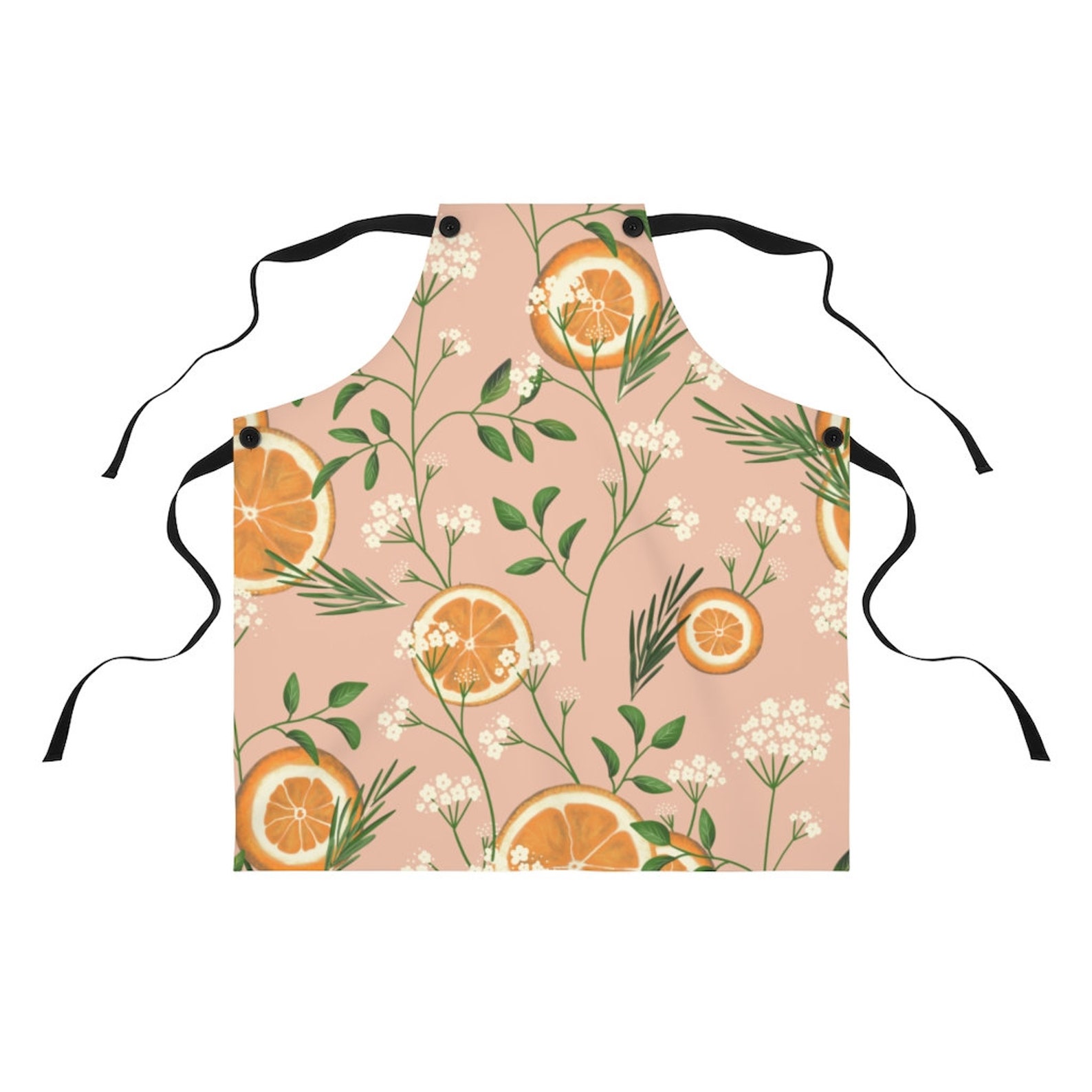 Botanical Apron Floral Orange Lemon Drawing Illustration - Etsy