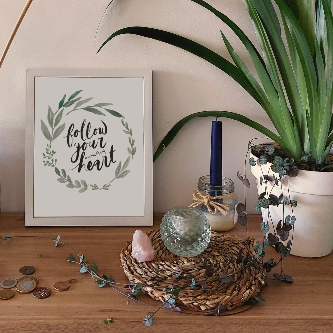 Lettering Art Print,framed Poster,botanic Illustration,watercolor ...