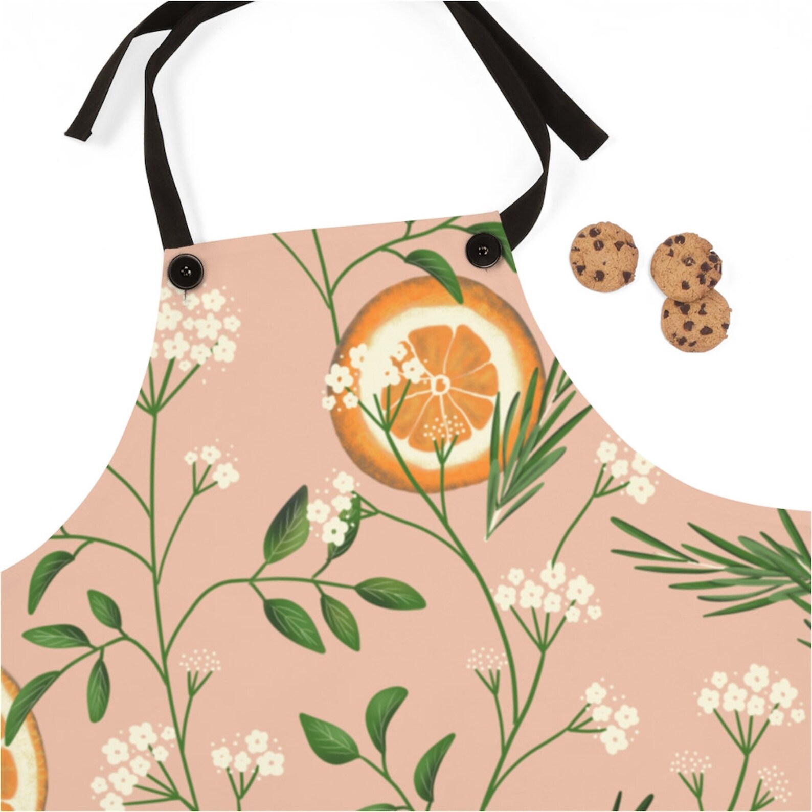Botanical Apron Floral Orange Lemon Drawing Illustration - Etsy