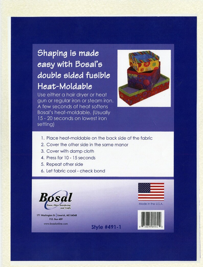 Bosal Heat Moldable Interface - Double Sided Fusible - Bosal 491-B ...
