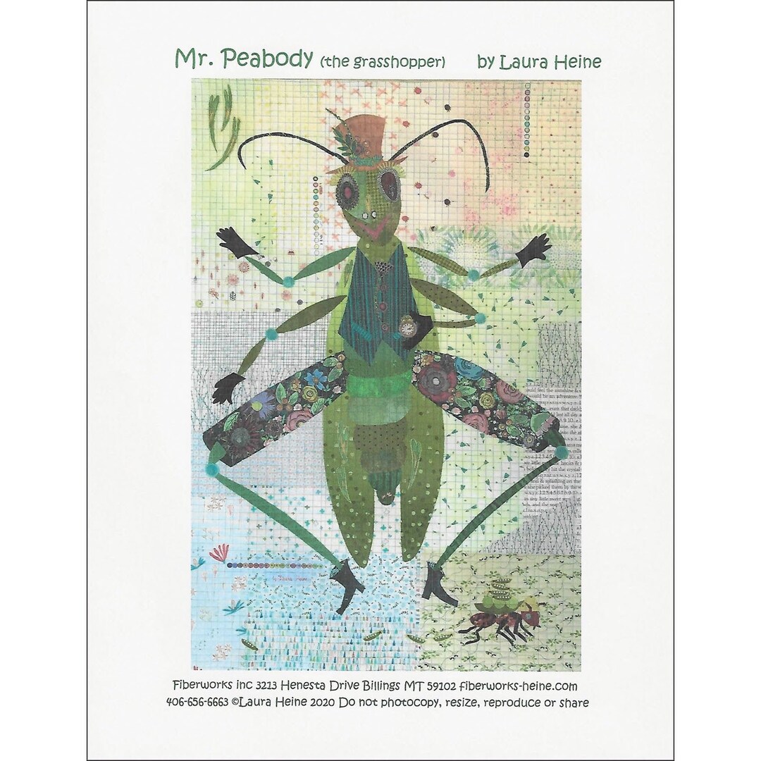 Grasshopper Collage - Mr Peabody Laura Heine - Fusible Applique - 24 ...