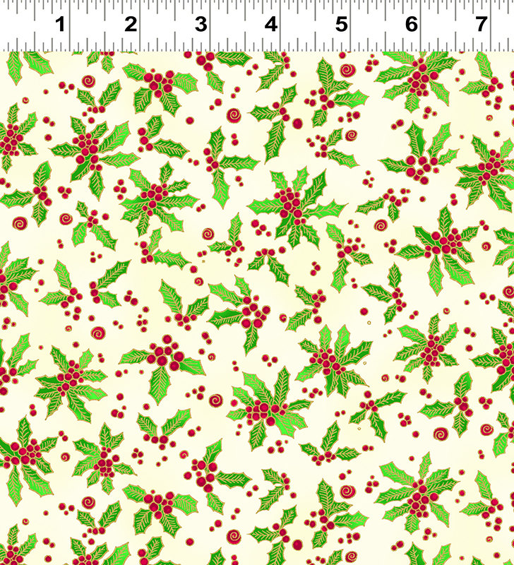Holly Fabric, Christmas Fabric, Laurel Burch Fabric - Enchantment Holly ...
