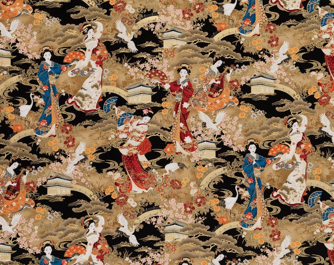 Japanese Print Fabric Fabric- Kabuki for Timeless Treasures by Chong-a ...
