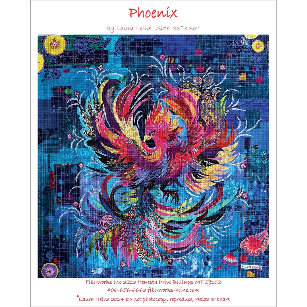 Phoenix Bird Collage - Laura Heine - Applique Quilt - 36"x36" DIY ...