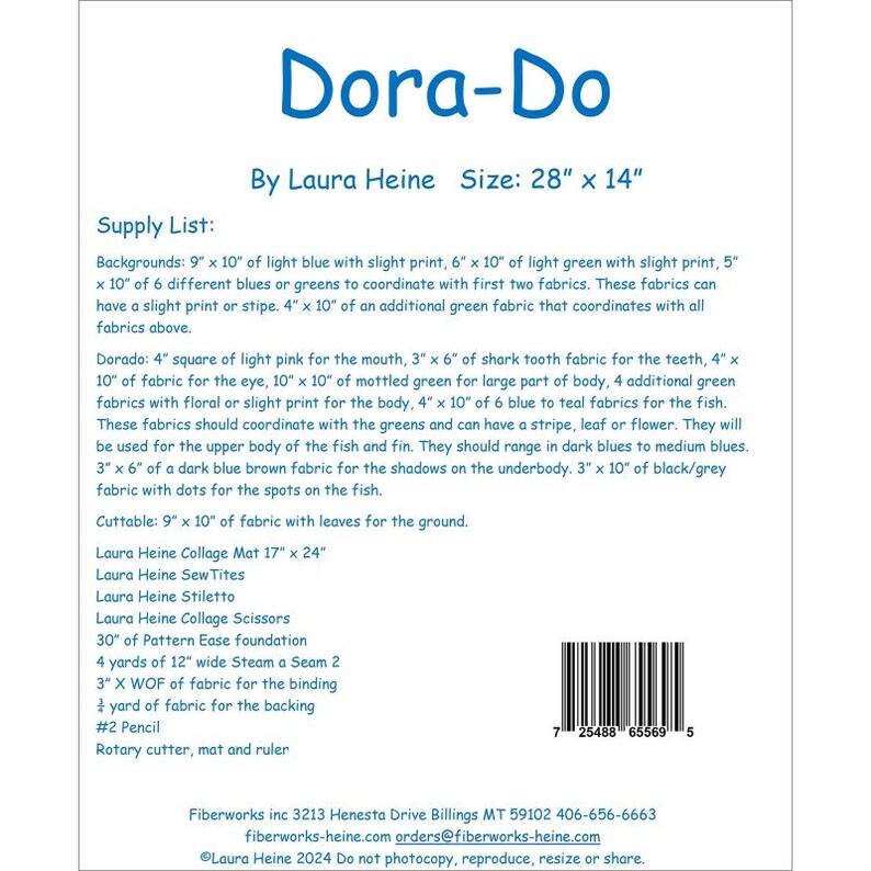 Dora-do Dorado Fish Collage Quilt - Laura Heine Fiberworks - 28" X 14 ...