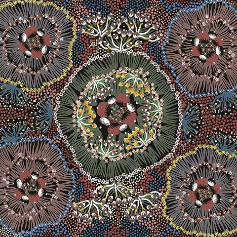 Australian Fabric, Aboriginal Fabric, Polly Wheeler Fabric - Bush Plumb ...
