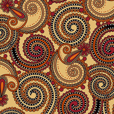 Golden Swirl Fabric, Scroll Fabric, Manor House - Conrad Knutsen for ...