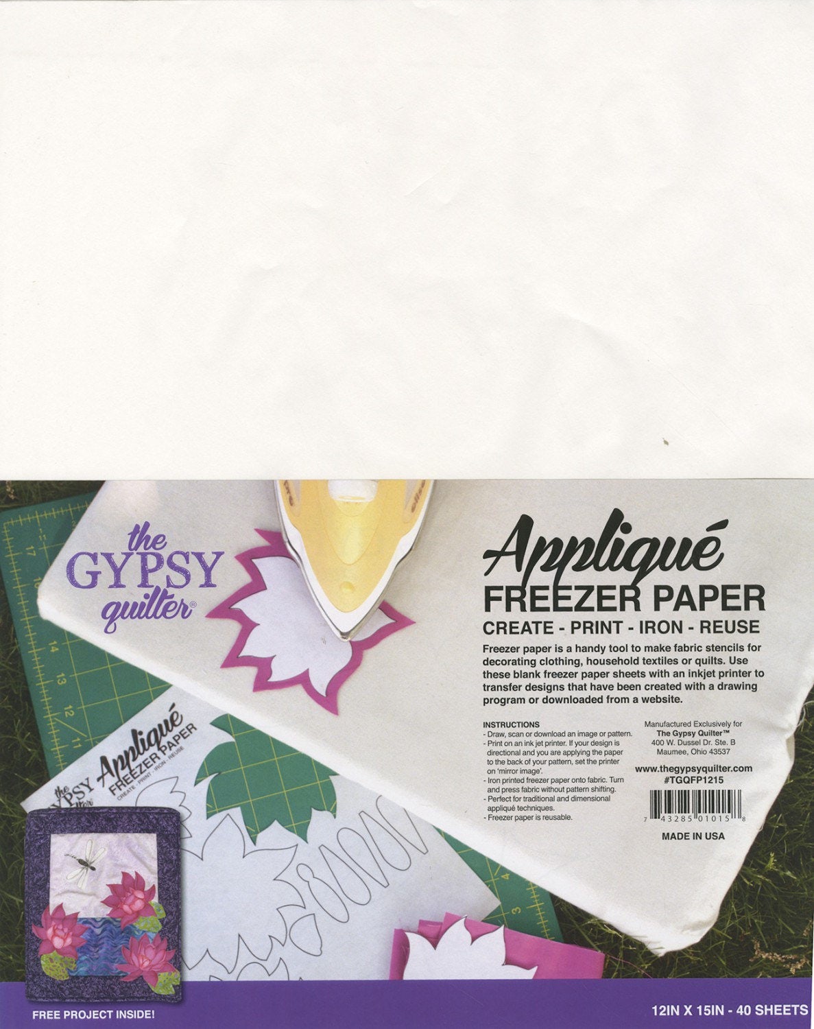 Quilters Freezer Paper, Printable Freezer Paper, Applique Paper - Gypsy ...